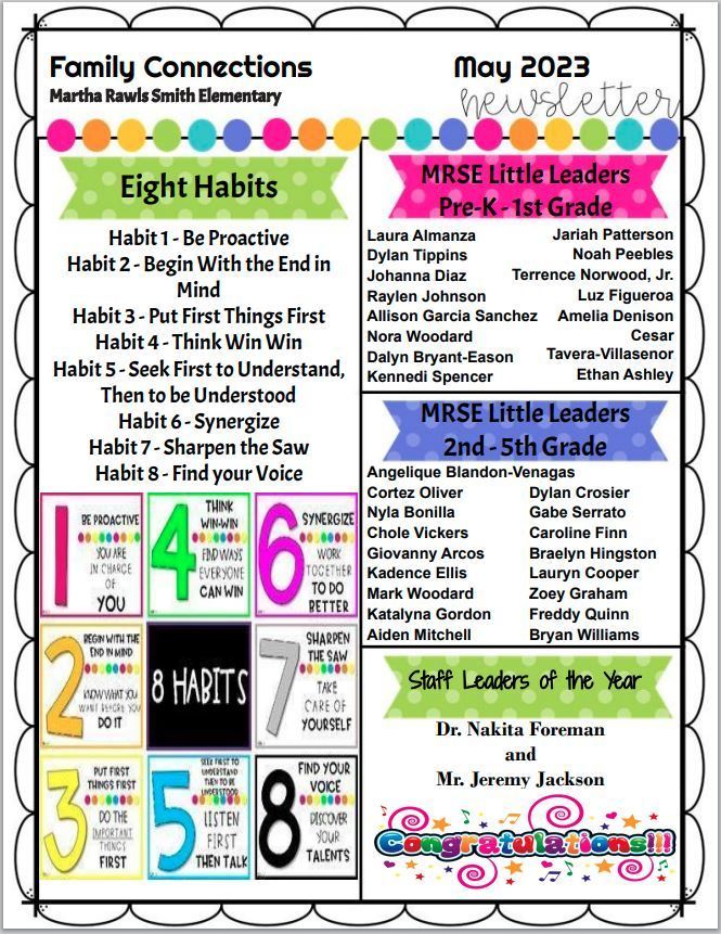 May Family Connection | Martha Smith Elementary School