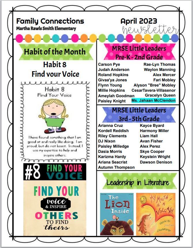 April Family Connection | Martha Smith Elementary School